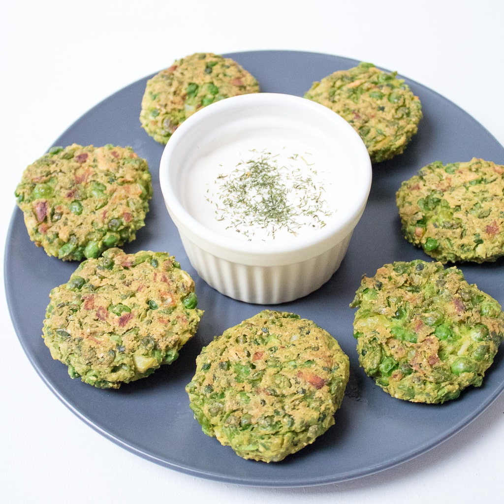 Baked vegan green pea Fritters - super delicious and fast