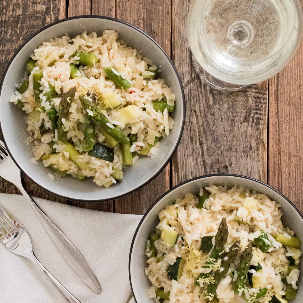 Green Asparagus and Zucchini Risotto - super easy to prepare